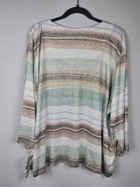 Alfred Dunner | Tops | Alfred Dunner Nwt 3x Metallic Striped Mesh Top ...